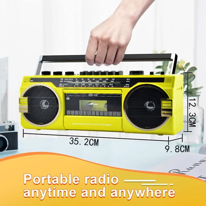 Outdoor-Portable-Retro-tape-player-AM-FM-SW-Multi-band-Stereo-Radio ...