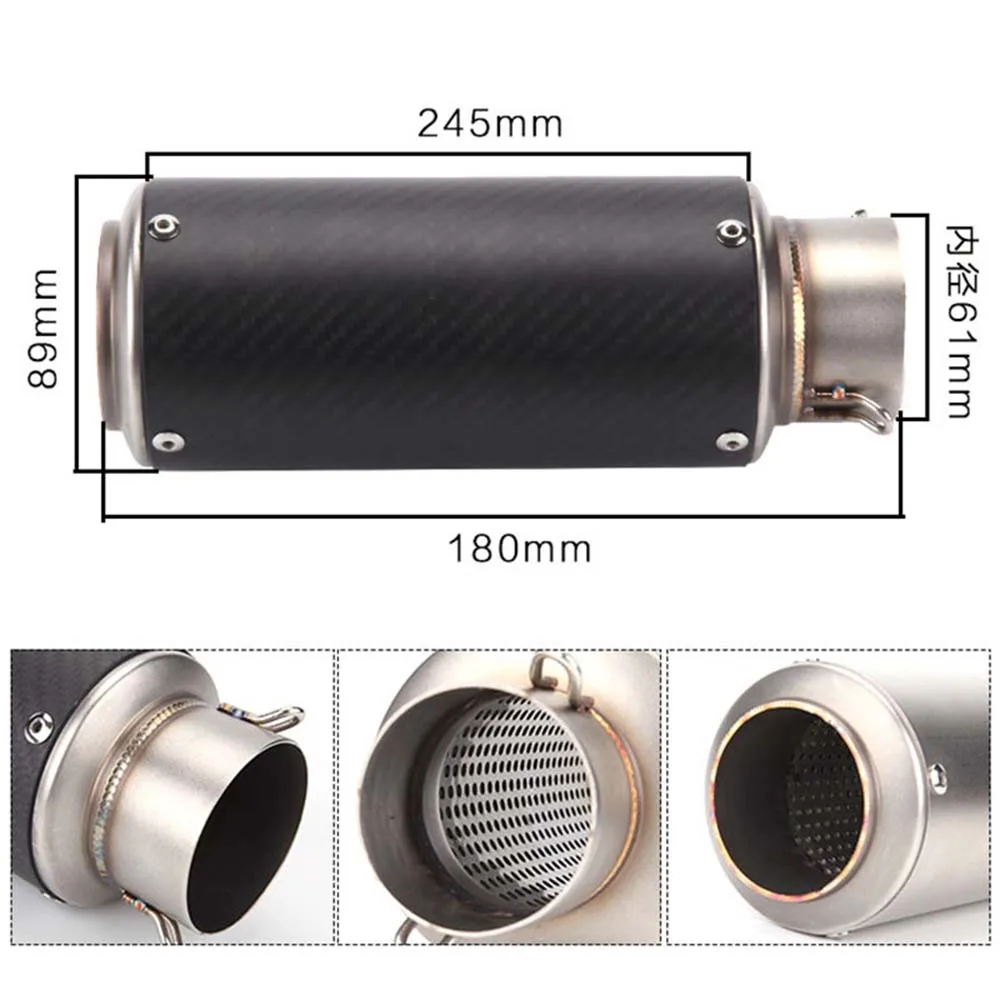 Motorcycle Exhaust Laser Pipe Muffler Inlet 51mm 61mm Exhaust Mufflers ...