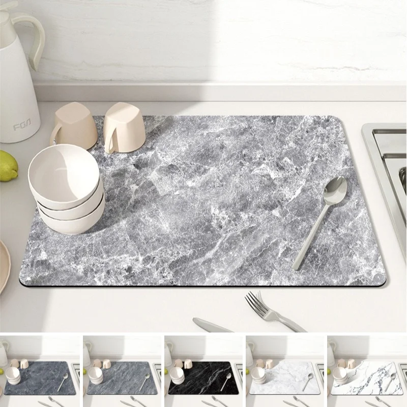 Modern-Marble-Dish-Drying-Mat-Diatom-Mud-Rug-for-Kitchen-Home-Bathroom ...