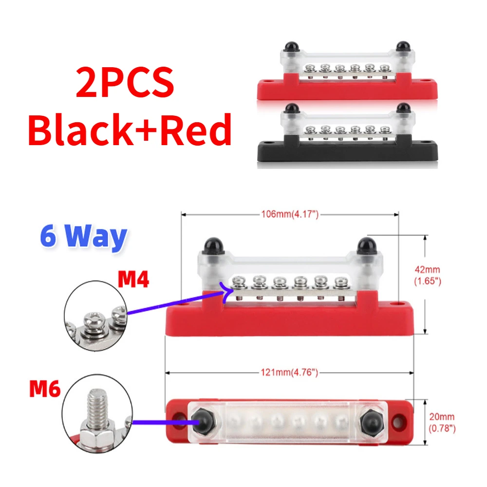 Marine Bus Bar 2X 12V 250A 4 Post Busbar Bus Bar Power Distribution ...