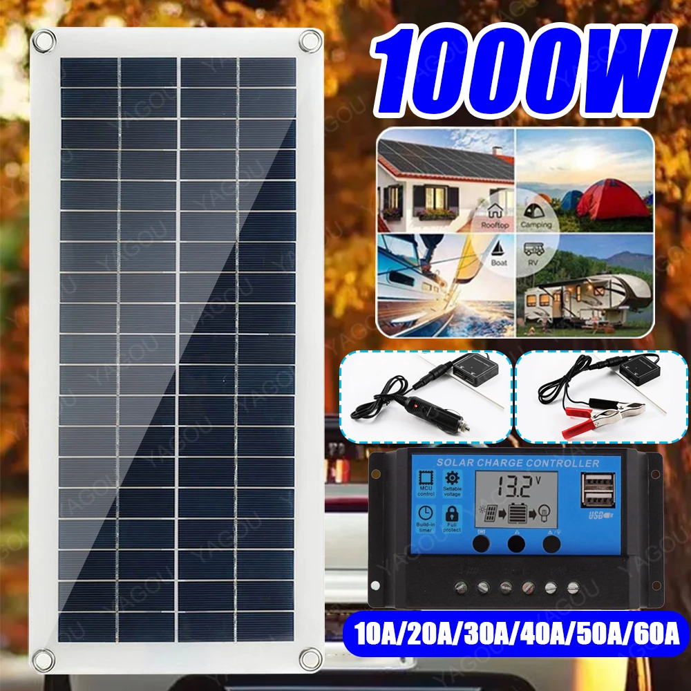 Panel Solar de 1000W y 12V, célula Solar de 10A 60A, controlador para ...