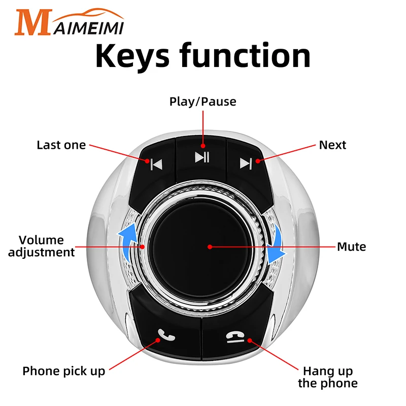 Universal Car Wireless Remote Steering Wheel Control Button With 8-Key ...
