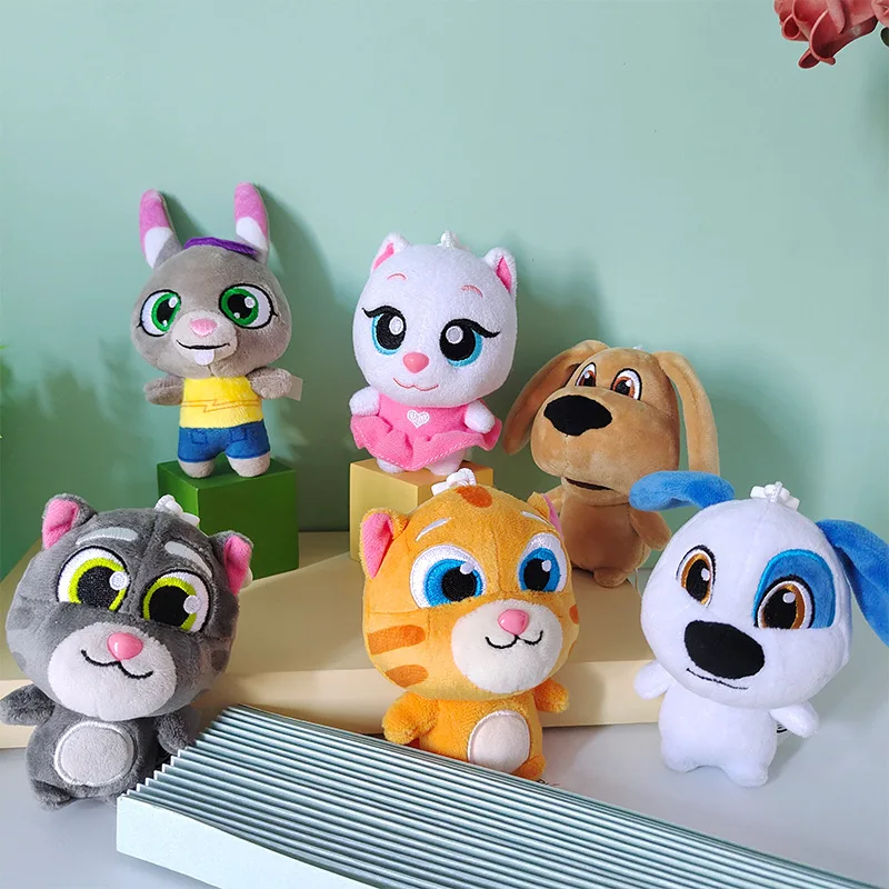 6pcs Set Can T Talk Version Talking Tom Plush Keychain Doll Toys 10cm