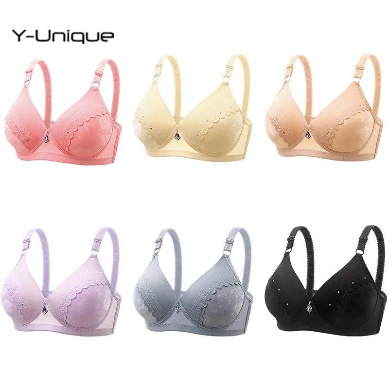 36-42-Solid-Color-Bras-for-Women-Lace-Jacquard-Wireless-Comfortable ...