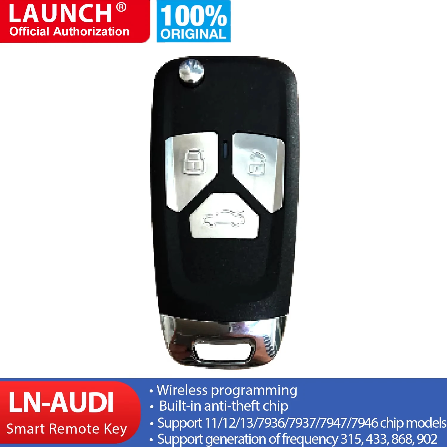 LAUNCH LN-AUDI Super Chip Smart Remote Key for Audi (3 buttons) LN3-ADI ...