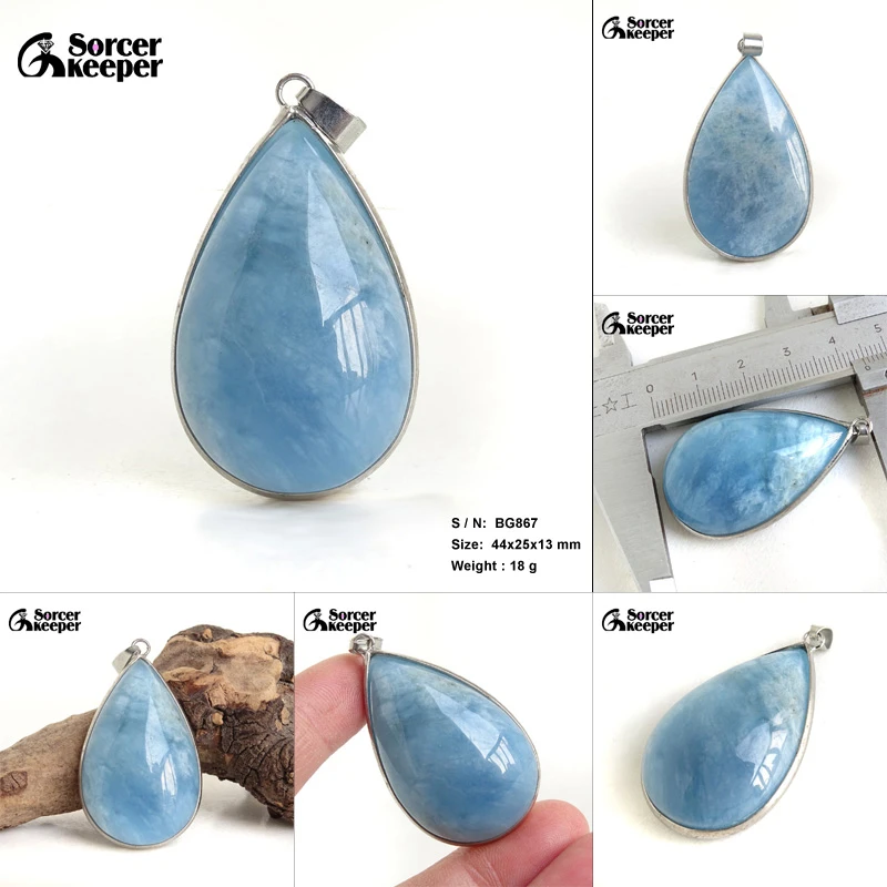 Trendy Authentic Natural Aquamarine Gem Stone Blue Charm Crystal ...