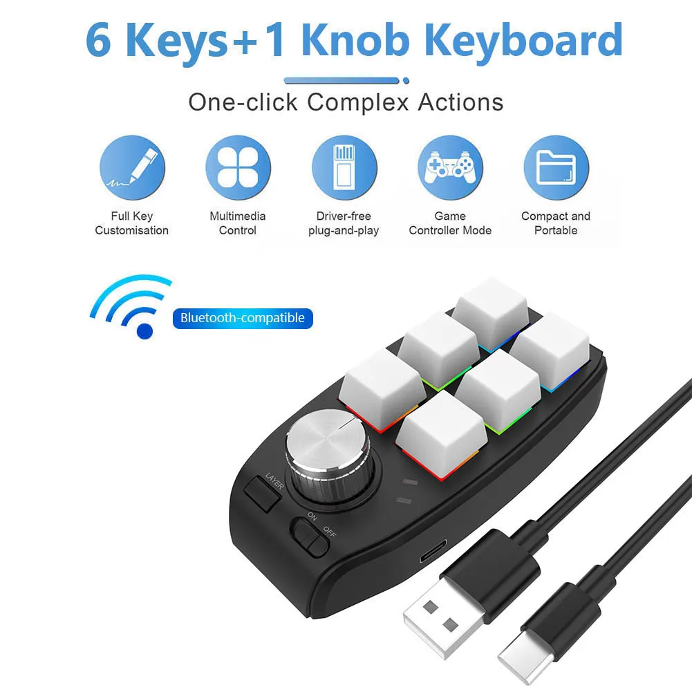 Programming-Macro-Custom-Knob-Keyboard-RGB-3-Key-6Key-Copy-Paste-Mini-Button-Photoshop-Gaming ...