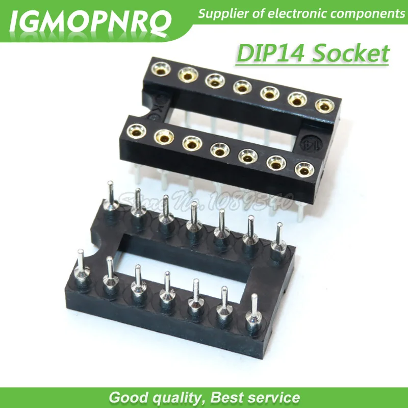 10pcs DIP-14 Round Hole 14 Pins 2.54MM DIP DIP14 IC Sockets Adaptor ...