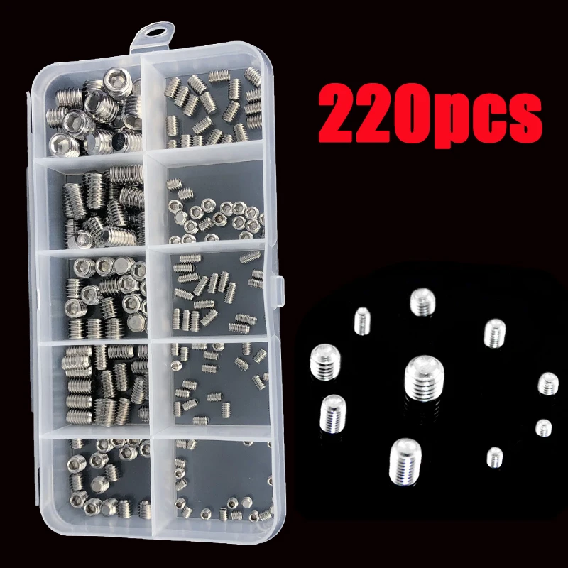 220pcs-Stainless-Steel-Allen-Head-Socket-Hex-Set-Grub-Screw-Bolt ...