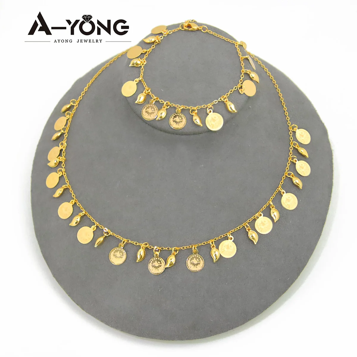 AYONG-Gold-Color-Tassel-Coin-Necklace-Set-21k-Gold-Plated-Rice-Bead ...