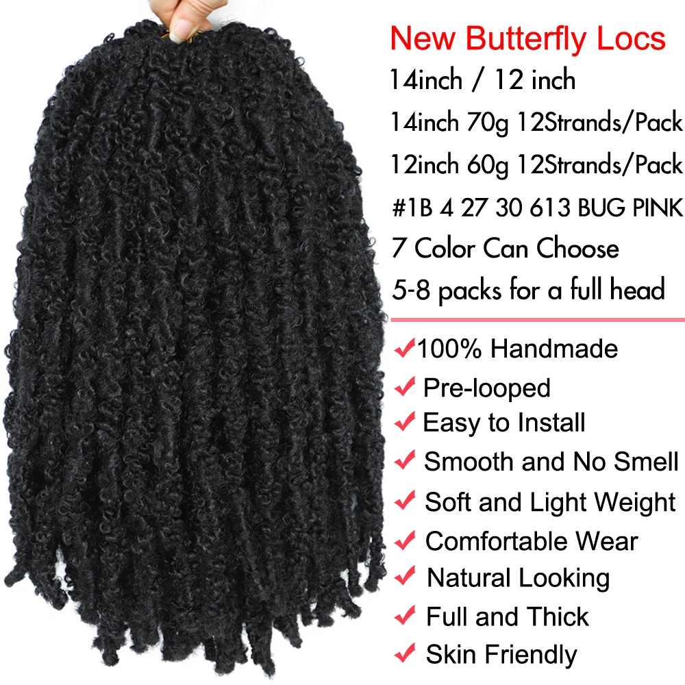 14 12-inch Butterfly Faux Locs Crochet Hair – Health And Beauty Queen