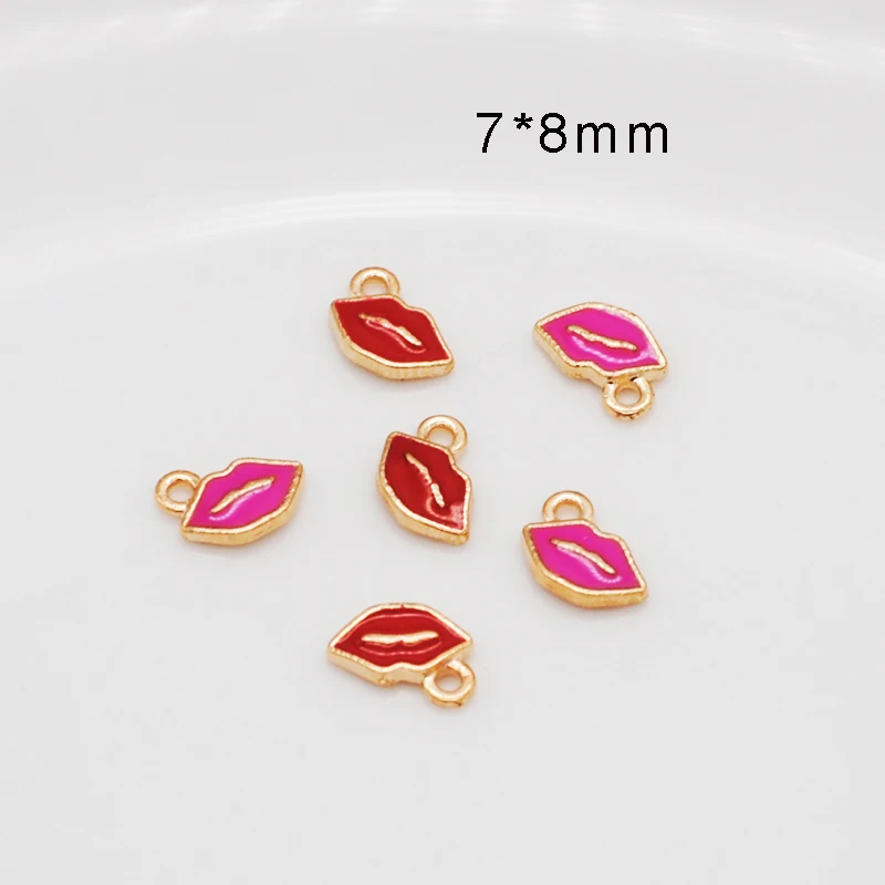 50pcs-Lot-Enamel-Cute-Mini-Lips-Shape-Charms-KC-Gold-Color-Tone-Zinc ...