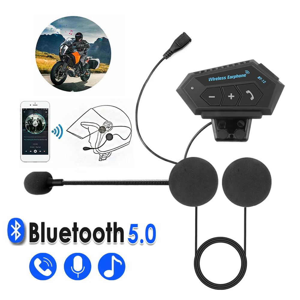 Motorcycle BT Helmet Headset Wireless Hands-free call Kit Stereo Anti ...