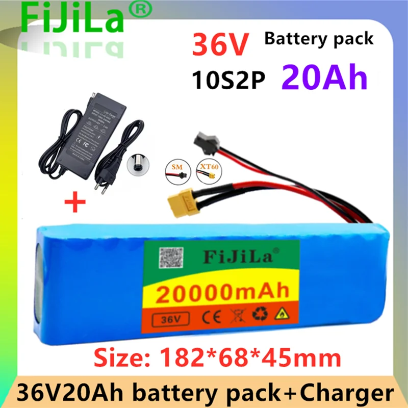 10S2P 36V 20Ah 18650 ładowalny akumulator 20000mAh, zmodyfikowane ...