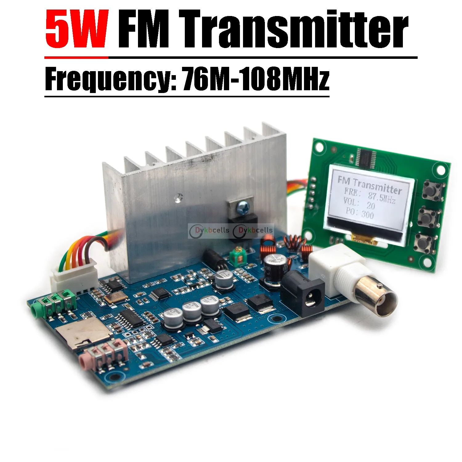 12V-5W-FM-Transmitter-PLL-Stereo-Audio-FM-Broadcast-76-108MHz-Digital-LCD-Display-Frequency ...