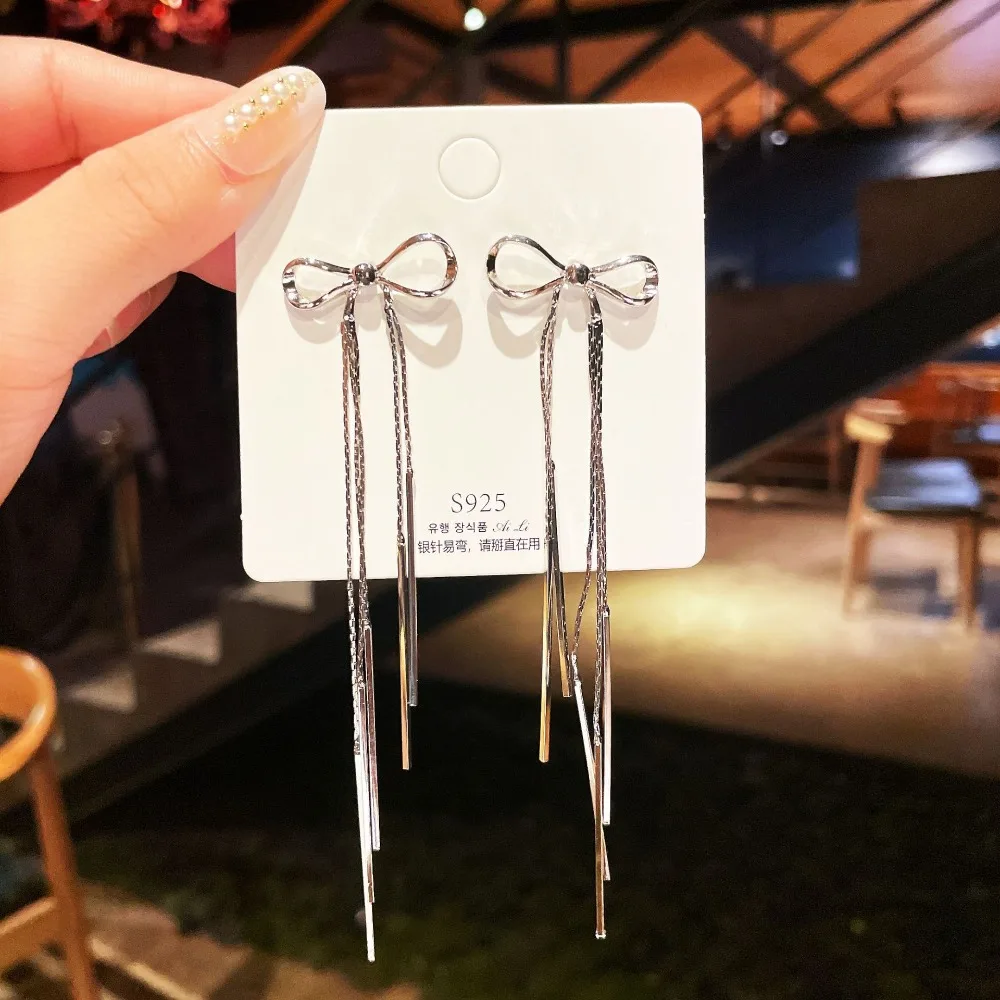 Pendientes-colgantes-de-acero-inoxidable-para-mujer-aretes-largos-con ...