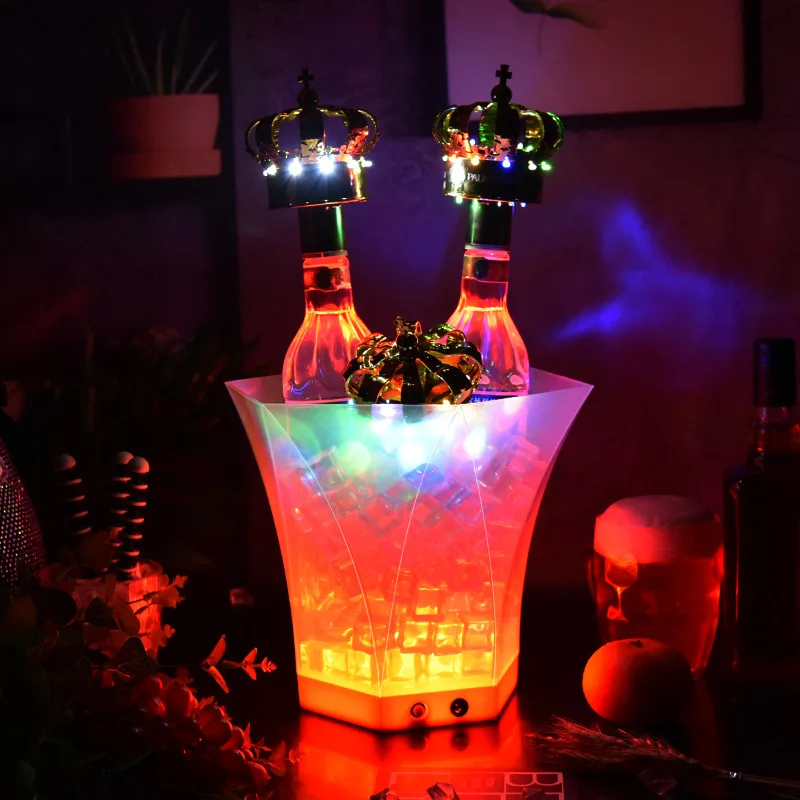 6L 7 Colors LED Light Large Cooling Champagne Bowl Diamond Hexagonal ...