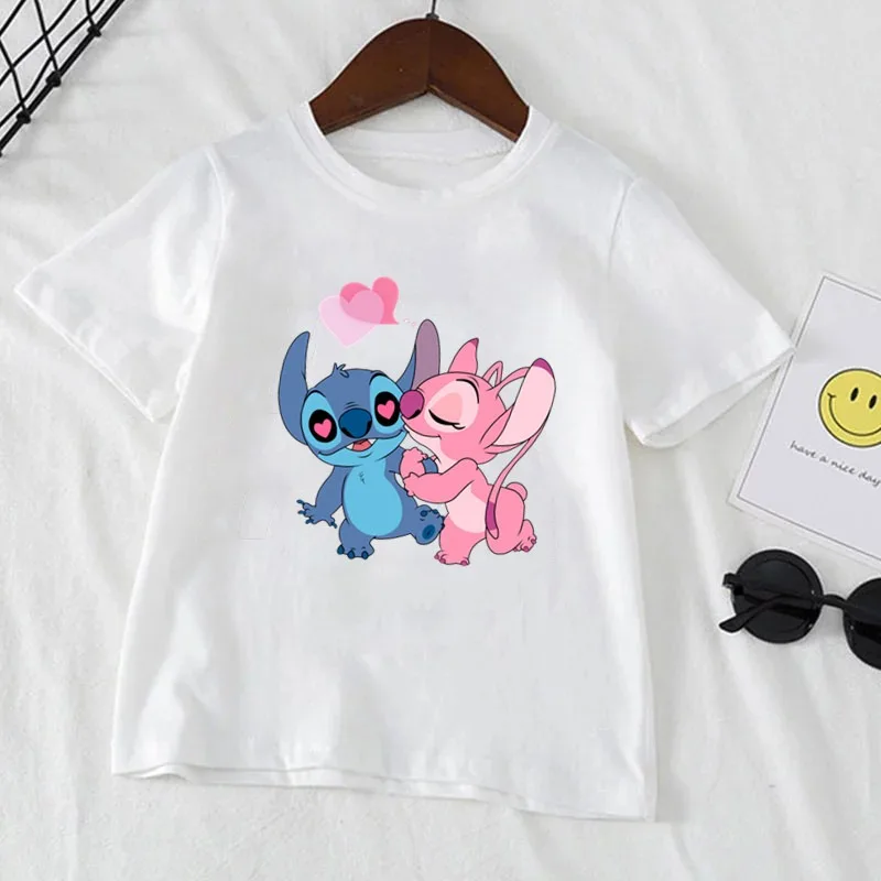 Camisetas-de-Disney-Stitch-para-ni-os-y-ni-as-ropa-blanca-de-manga ...