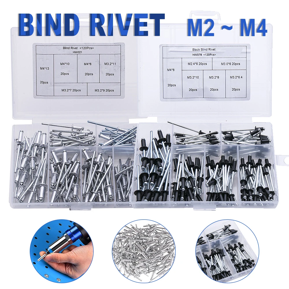 M4 Blind Rivets, Aluminum Open Rivet Fasteners, Dome Head Blind Rivets ...