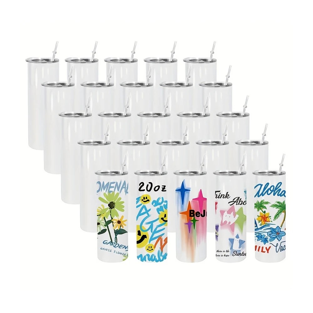 1pc 20oz Stainless Steel Tumbler with Lid and Straw - Insulated and ...