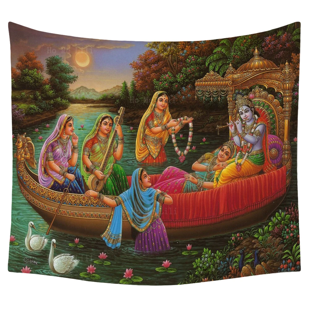 Radha Krishna On Boat