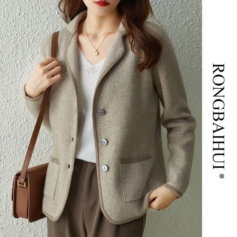 Chaqueta cárdigan para mujer, traje de otoño e invierno, suéter tejido ...