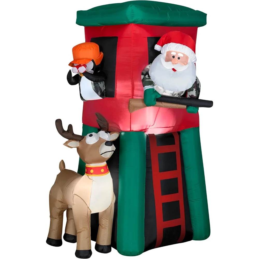 7-Gemmy-Airblown-Inflatable-Hunting-Santa-in-Deer-Stand-Deluxe-Yard ...