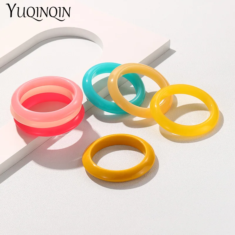 New-Trendy-Multi-color-Resin-Bangles-For-Women-Thin-Geometric-Round ...