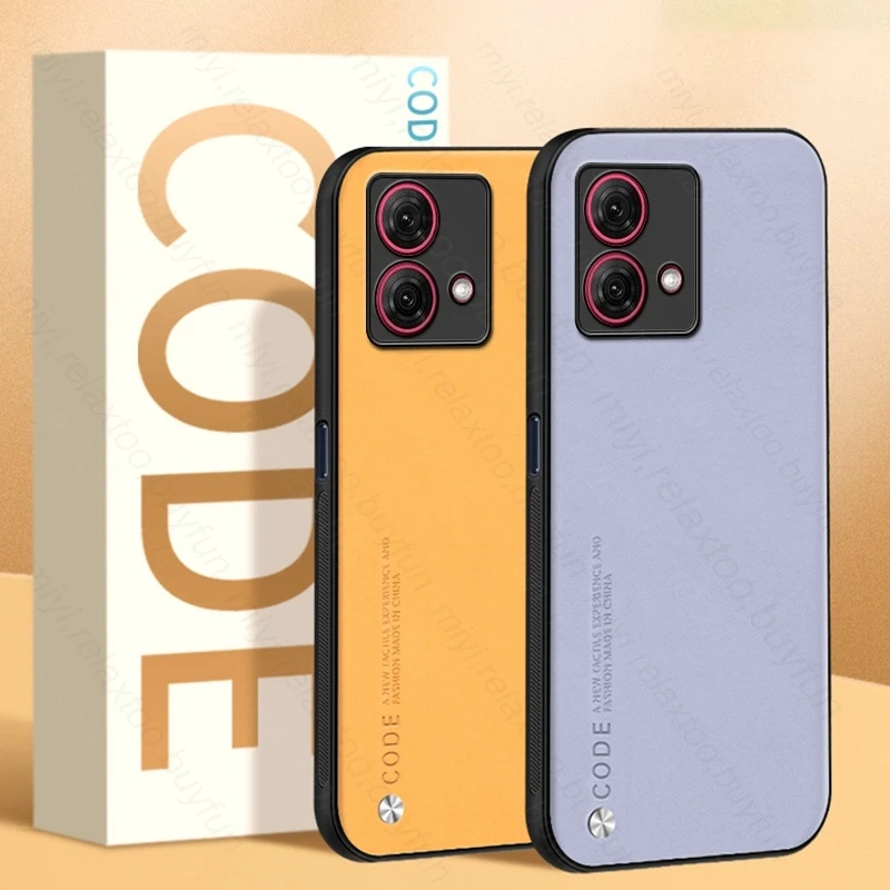 Plain-Skin-Leather-Back-Cover-For-Motorola-Moto-G84-5G-Case-TPU-Soft ...