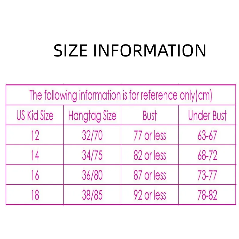 Children Bra Size Chart