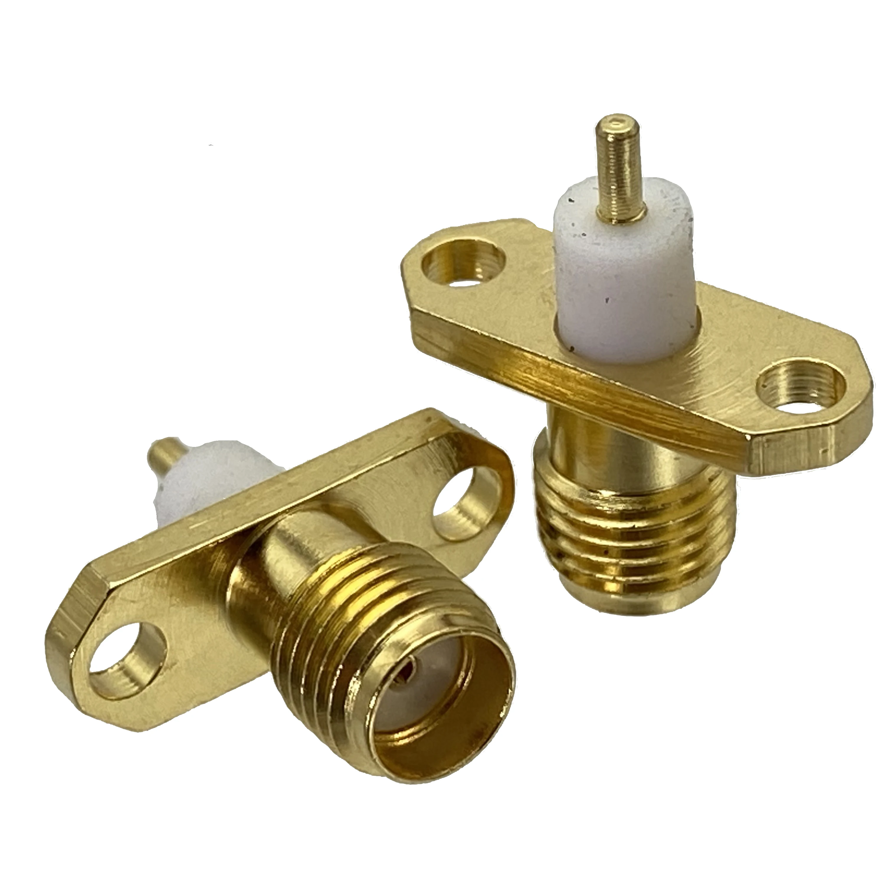 1Pcs-Connector-SMA-female-jack-2-holes-flange-PTFE-solder-cup-Panel ...