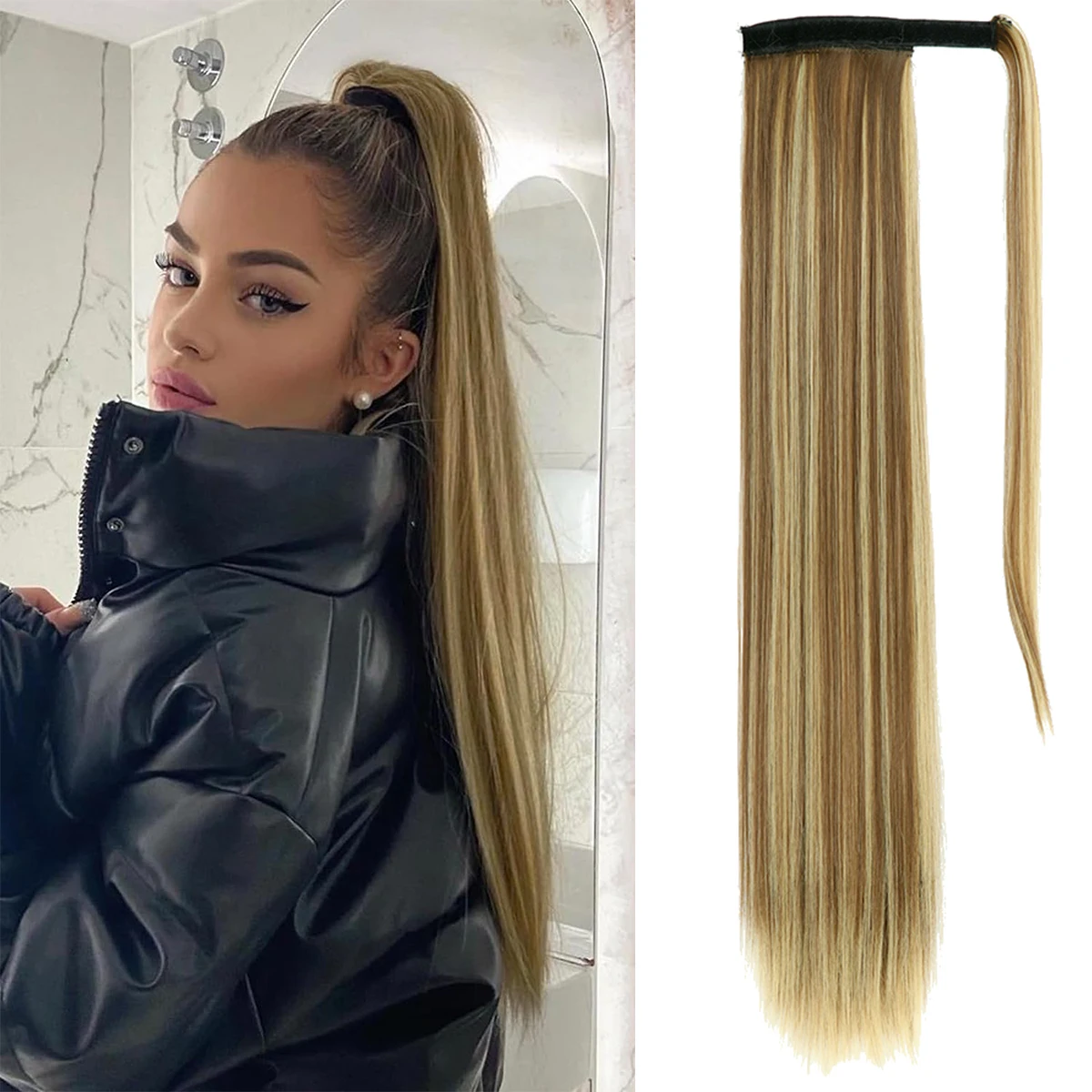 28-Inch-Ponytail-Extension-Long-Straight-Wrap-Around-Clip-in-Ponytail ...