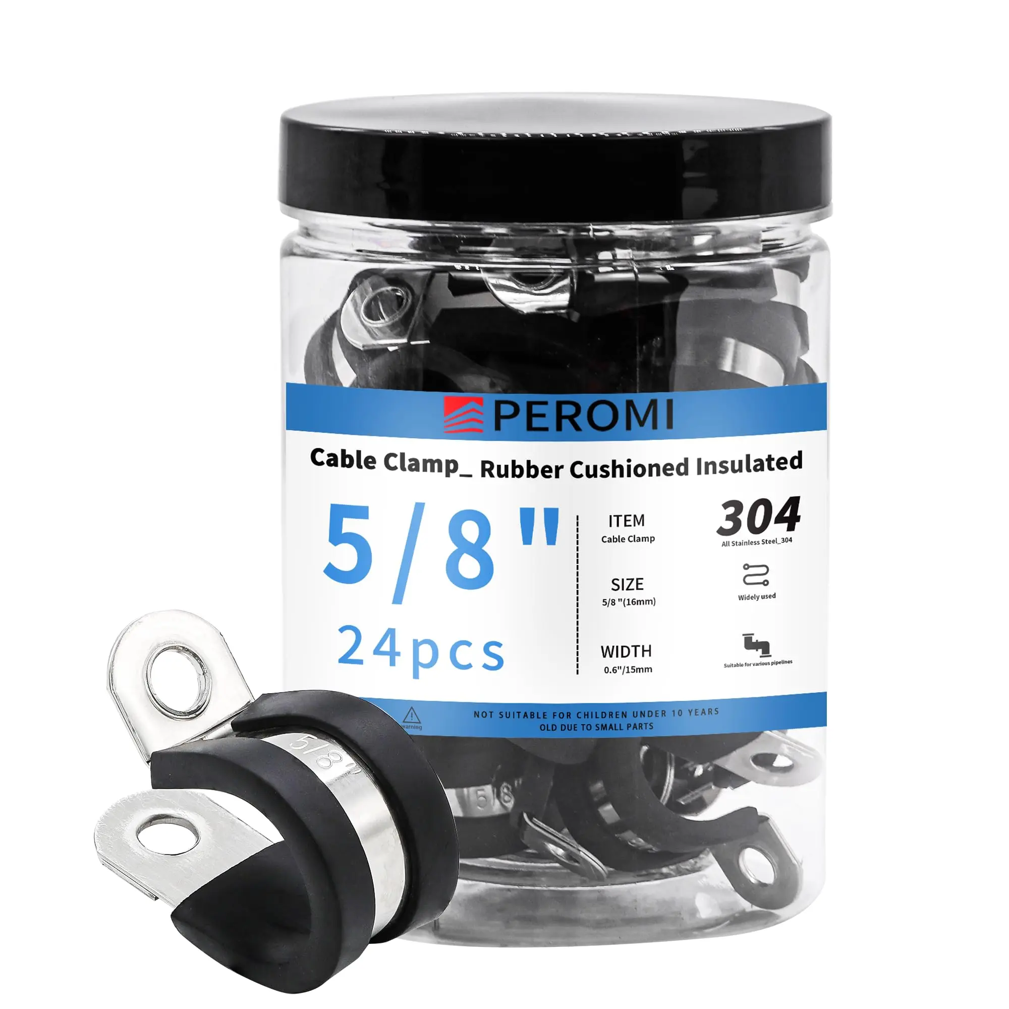 24Pcs-Rubber-Lined-P-Clips-Wire-Hose-Cable-Clamp-6-45mm-304-Stainless ...