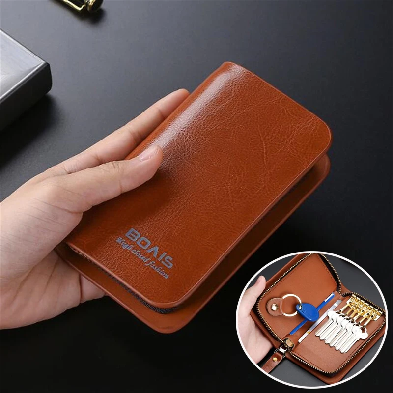 Leather-Case-Key-Holder-Men-Women-Key-Wallet-Coin-Purse-Multifunction ...