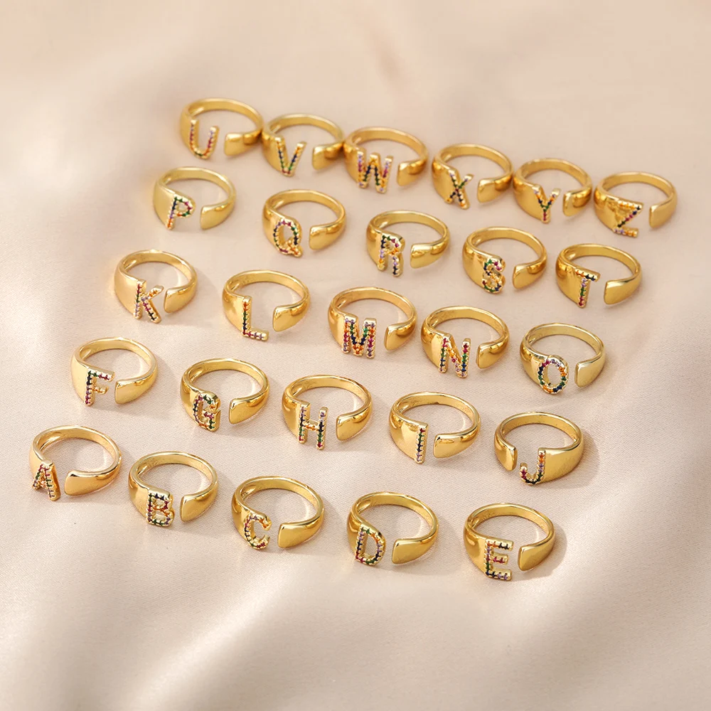 Anillos con letras iniciales de A Z para mujer, anillo de boda ...