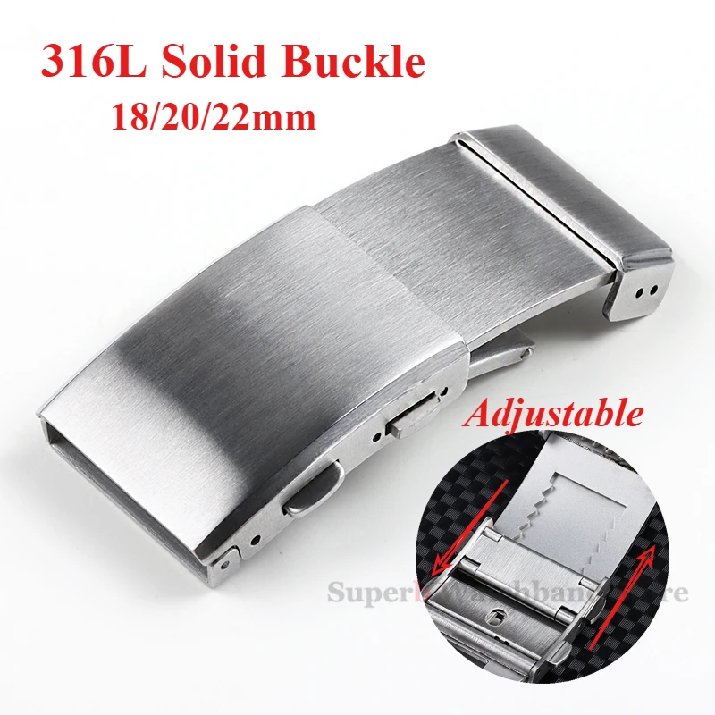 Watch Clasp 16mm 18mm 20mm 22mm Silver Folding Safety Milled Clasp ...