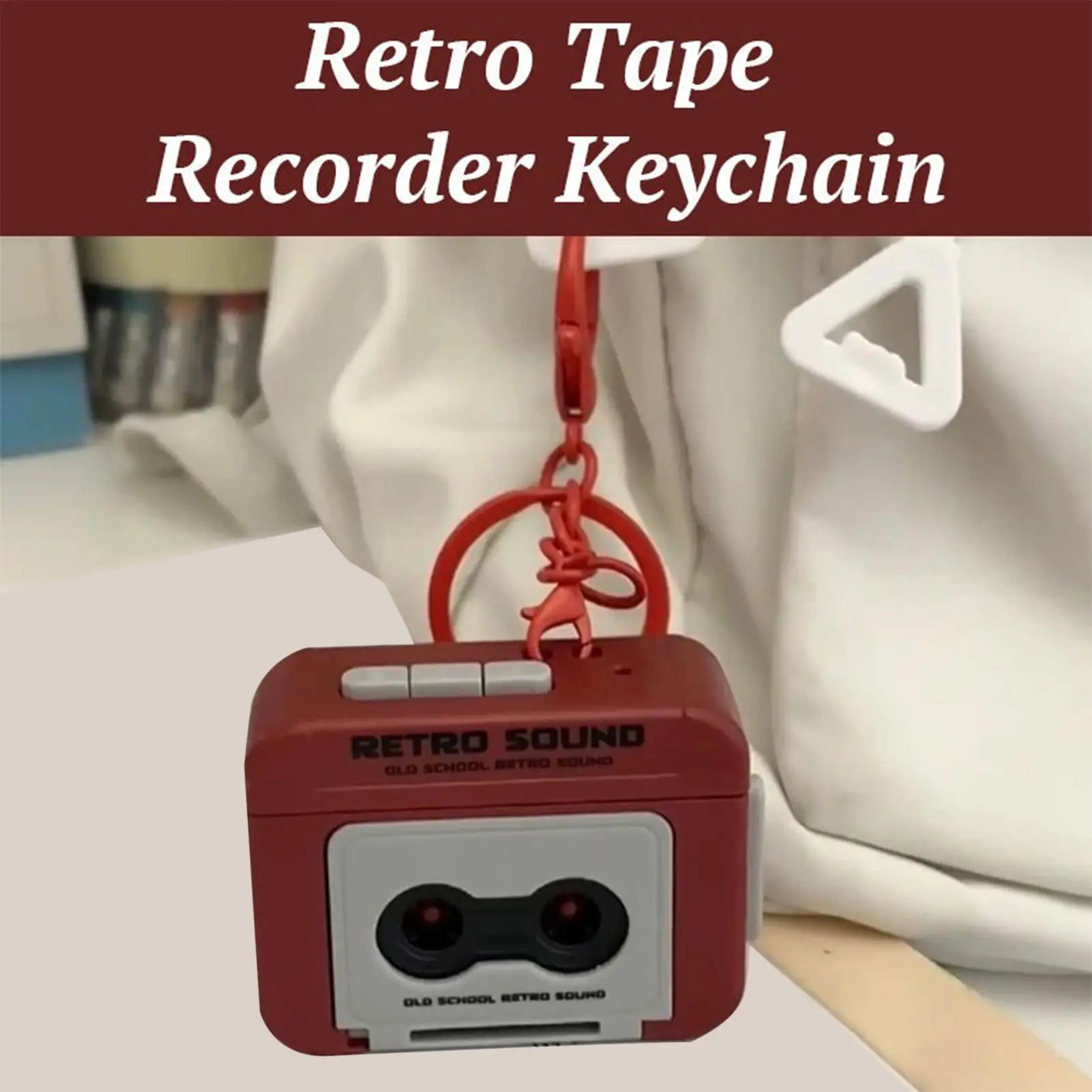 Mini Retro Recordable Tape Recorder Keychain Fun Music Box Pendant Toy ...