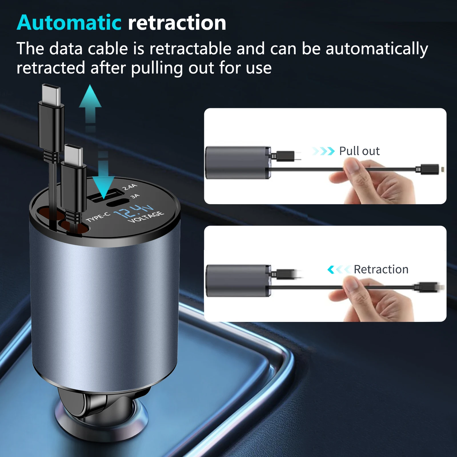 Car Lighter Adapter 4 In 1 Fast Charging Car Phone Charger With ...