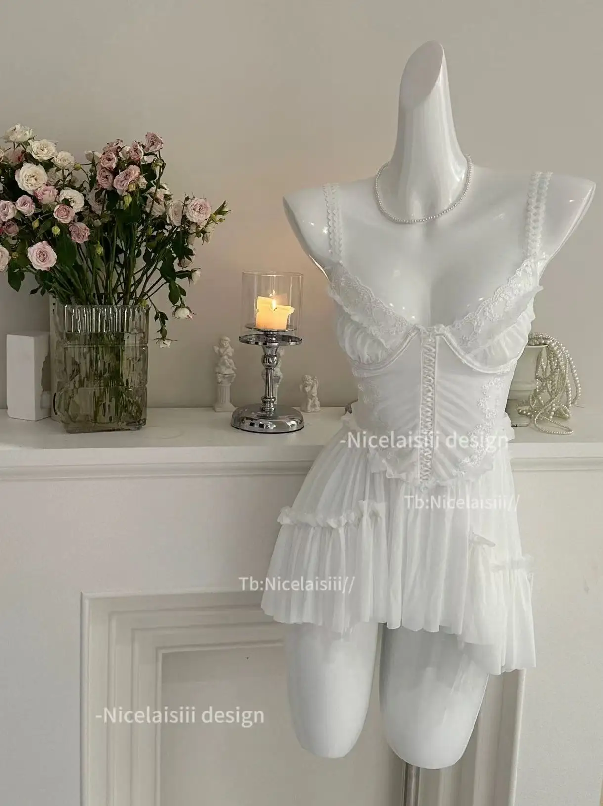 2025 Misty Roses Lace Pure Desire Style Wire-In Strap Dress Sweet ...