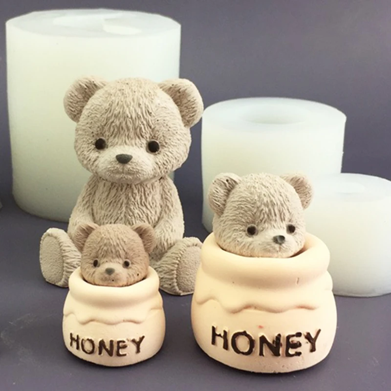 Cute-Teddy-Bear-Honey-Jar-Silicone-Candle-Mold-Aromatherapy-Candle ...