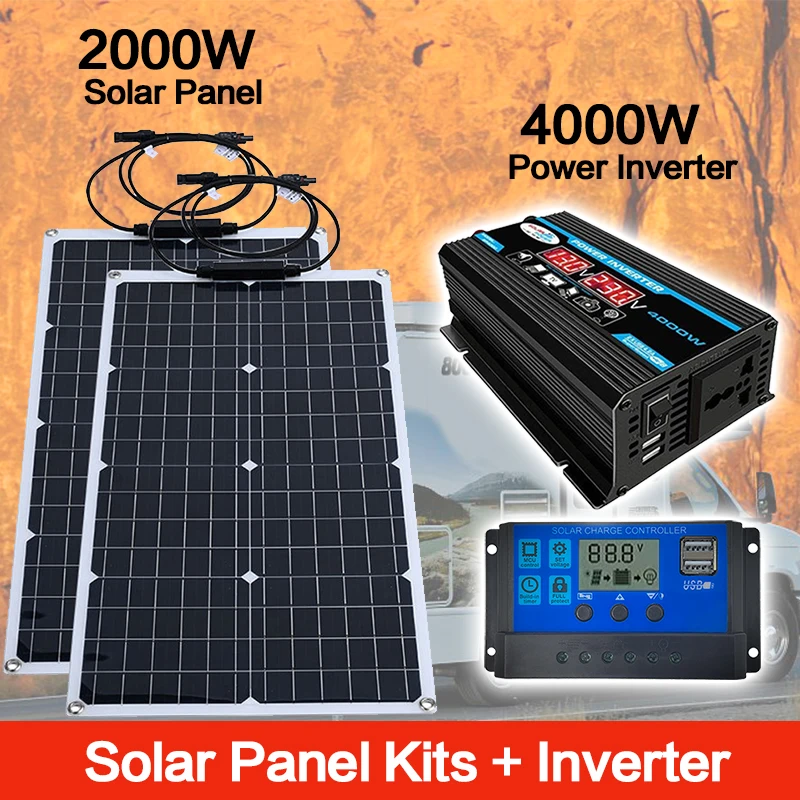 2000W-Solar-Panel-System-12V-Battery-Charging-Controller-4000W-110V ...