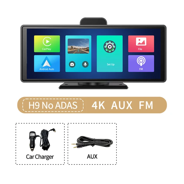 10.26" Wireless CarPlay & Android Auto Dash Cam ADAS Touch Screen 4K ...