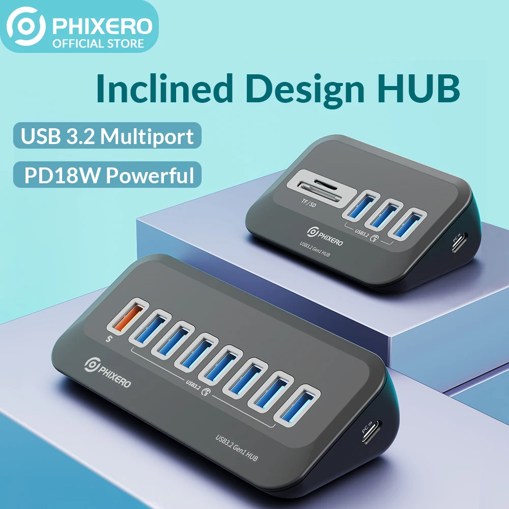 PHIXERO USB Splitter 3.2 High Speed Docking Station Hub Type C Adapter ...