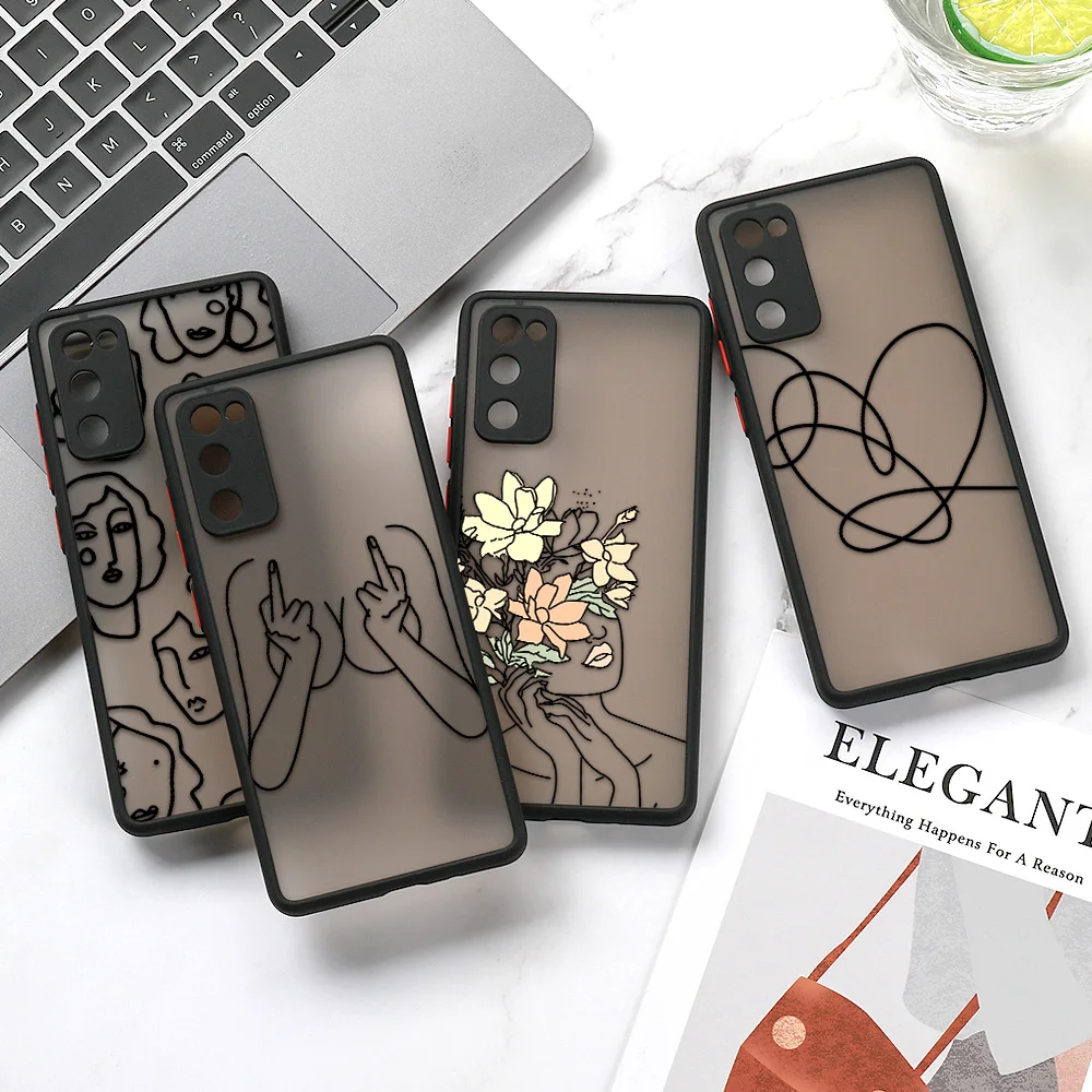 Line-Art-Sketch-Flower-Girl-Phone-Case-For-Samsung-Galaxy-S24-S23-S22 ...