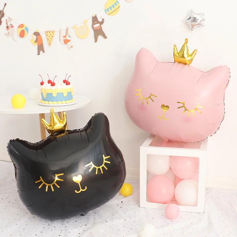 Cartoon-Crown-Cat-Head-Helium-Balloon-Animal-Foil-Balloons-Birthday ...