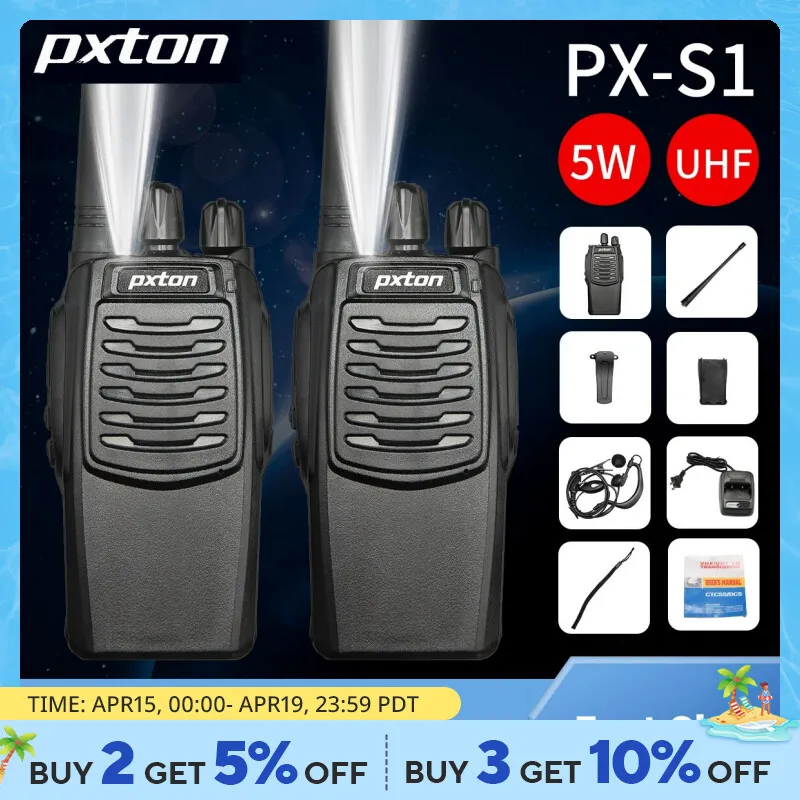 Pxton-S1-Walkie-Talkies-for-Adults-Long-Range-5W-UHF-Handheld ...