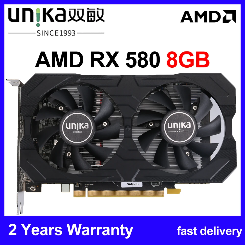 Unika tarjeta gráfica AMD Radeon RX580 de 8GB para juegos, GDDR5, 256Bit, 2048SP, PCI Express, 3 ...