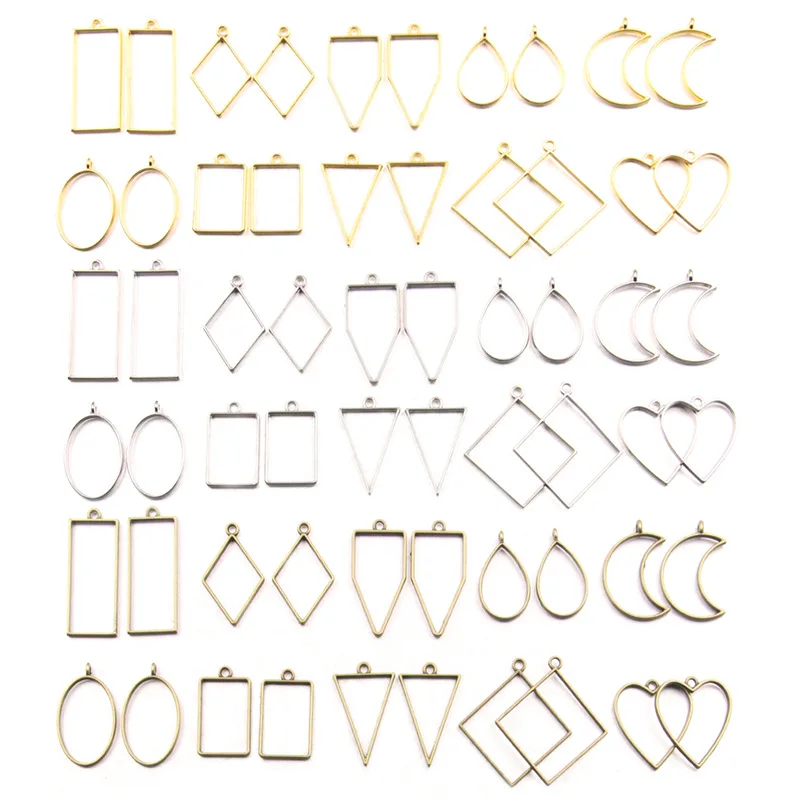 30pcs-Metal-Geometric-Hollow-Frame-Pendant-Charm-UV-Epoxy-Resin-Craft ...
