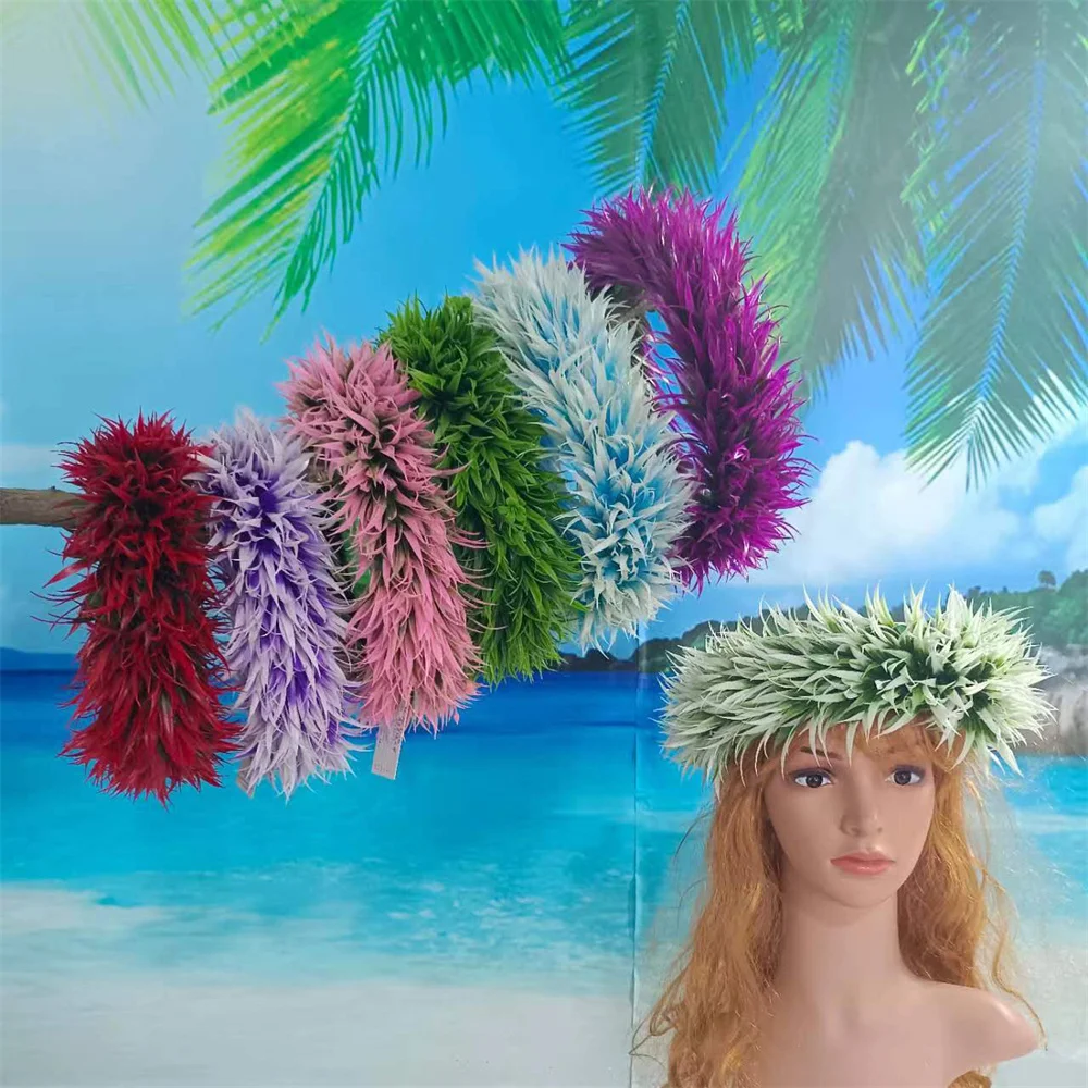 Artificial-Plastic-Grass-Moana-Headband-Flower-Crown-Hawaii-Haku-Lei ...
