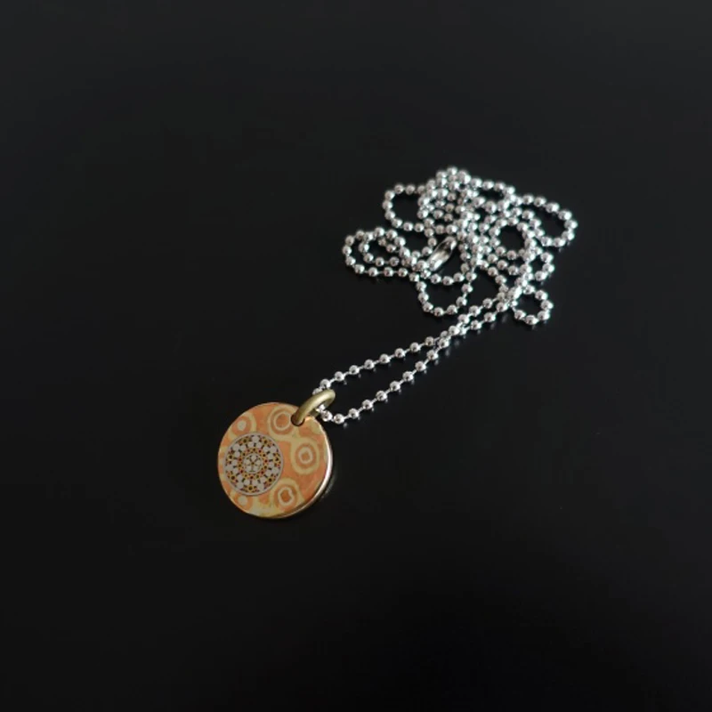 Brass Damascus Necklace Pendant Wood Grain Gold High-end Personalized ...